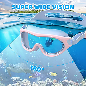 COPOZZ Swimming Goggles for Kids 6-14, Wide View Youth Swim Goggles No Leaks AntiFog Crystal Clear Water Pool Swim