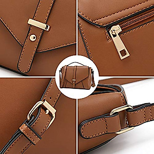 Ladies Designer Purses Cross Body Handbags Trendy Bags for Women Shoulder Bags (Brown)