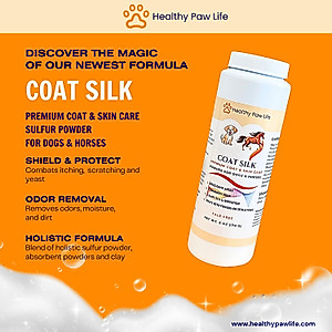 Coat Silk - Canine and Equine Dry Powder | Alleviate Odors and Itchiness | Relieves Rain Rot and Sweet Itch | Holistic Remedy and Soothing Formula | for Dogs and Horses