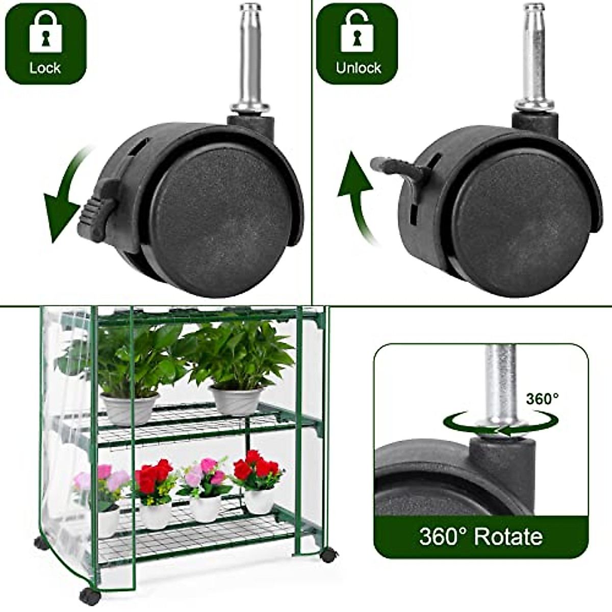 Mini Greenhouse for Plant Outdoors Indoor Seedlings,Portable Grow Greenhouse Tent Flower House Gardening Backyard (4-Tier House)