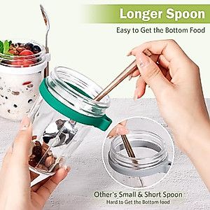 Overnight Oats Containers with Lids and Spoons - Mason Jars 16 Oz with Lids - Glass Jar with Lid 6pack Yogurt Containers with Lids for Overnight Oats, Meal Prep,Yogurt,Chia Pudding, Salad, Fruit