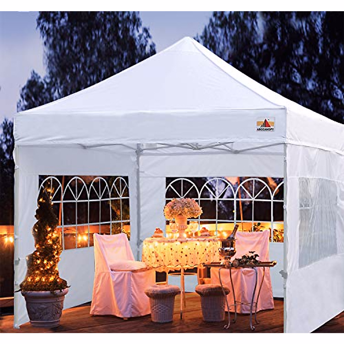 ABCCANOPY Outdoor Winter Gazebo 10x10, Premium Instant Pop Up Canopy Tent with Elegant Church Window,Snow and Rain Protection, Bonus Wheeled Bag,White