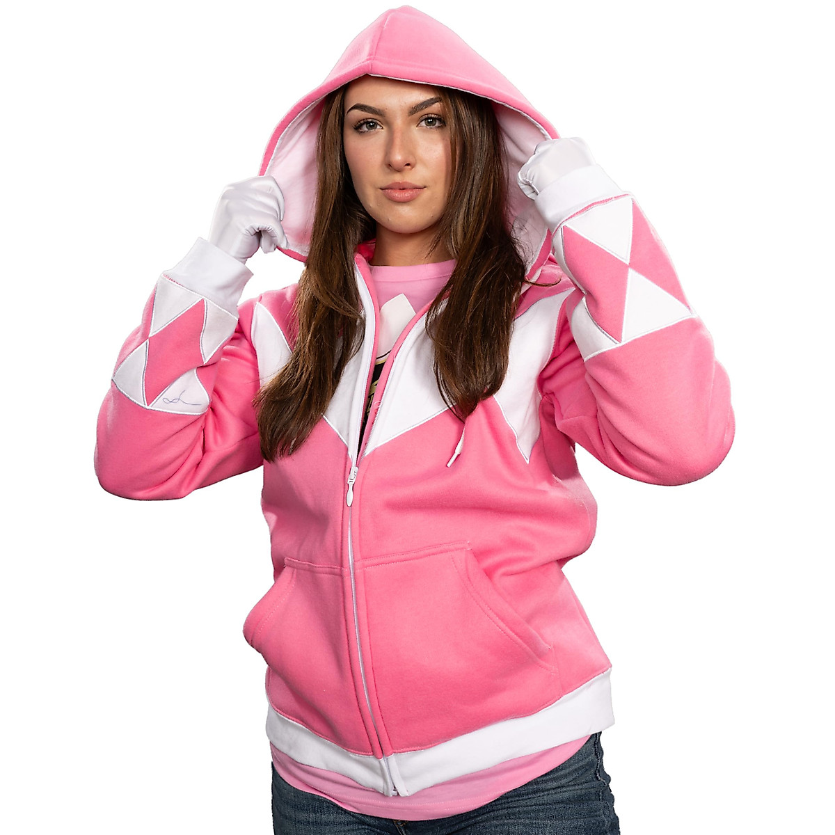 Power Rangers Pink Hooded Costume Sweatshirt (Adult Medium)