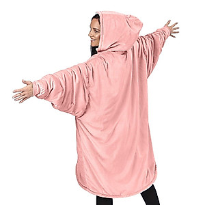 THE COMFY Original | Oversized Microfiber & Sherpa Wearable Blanket, Seen On Shark Tank, One Size Fits All (Blush)