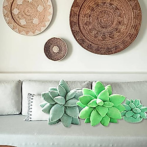 qingfeng Cute Throw Pillows, Green Plant Throw Pillows Flower Shaped Pillow, Cactus Decor Pillow for Garden Lovers, Bedroom Room Home Decoration Novelty Plush Cushion (Dark Green,9.8 in)