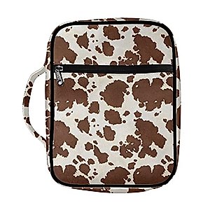 WELLFLYHOM Cow Print Bible Covers for Women Carrying Bible Case Large Size Bible Bags Study Scripture Bag with Handle Bible Book Holder Church Tote Bags