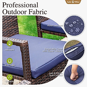 Sophia & William Patio Chairs Set of 2, 2 Pcs All-Weather Rattan Outdoor Dining Chairs, Lightweight Wicker Dining Chairs with Seat Cushions