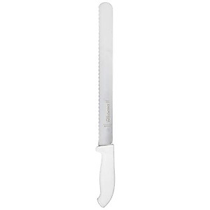 Dexter Russell SG140-12SC-PCP SofGrip (24243) Roast Slicer, 12", Scalloped Edge, Stain-Free, high-Carbon Steel, Non-Slip, White, Soft Rubber Grip Handle, Perfect Cutlery Packaging, NSF Certified