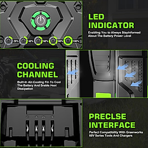 Supowill BA2800 56V 5.0Ah Replacement for EGO 56V Battery BA2800 BA1400 BA2800T BA4200 BA1400T Compatible with All EGO 56V Power Tools-New Upgraded 4X Longer Runtime and Battery Holder