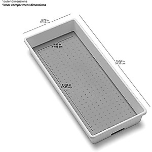 Madesmart Organizer Bin Non-Skid Feet 15.5" X 6.6" X 2.1" Plastic White With Gray