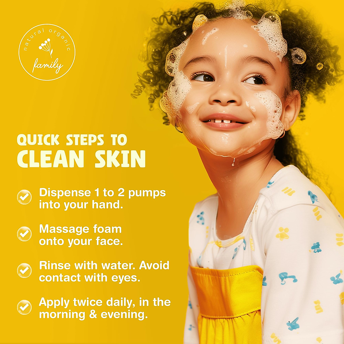 The Natural and Organic Family Kids Foaming Face Wash - Clean and Gentle Face Wash for Kids and Preteens - Made in the UK