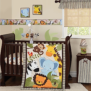 Bedtime Originals Jungle Buddies 3 Piece Crib Bedding Set, Brown/Yellow