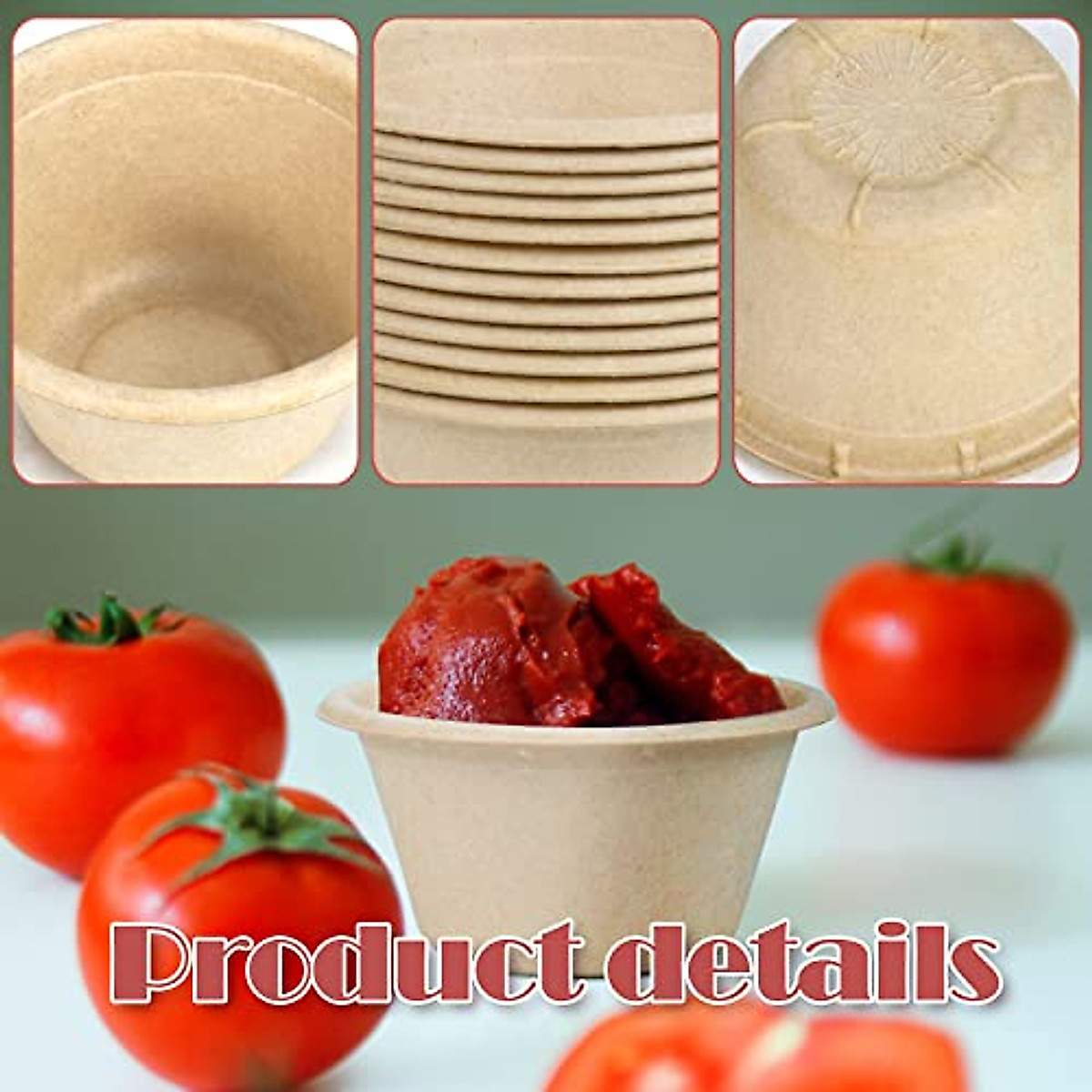Cmkura 200 Pack 2oz Disposable Souffle Cups, Bagasse Fiber Souffle Cups Portion Cups Sample Cups Tasting Cups Condiment Cups for Salad Dressing Sauce Souffle and Salsa