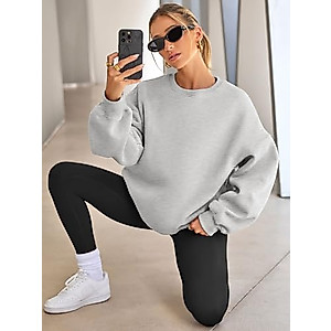 EFAN Hoodies for Women Sweatshirts Oversized Sweaters Fall Outfits Clothes 2023 Crew Neck Pullover Tops Loose Comfy Winter Fashion Grey