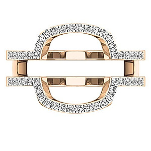 Dazzlingrock Collection 0.25 Carat (ctw) 14K Round Diamond Ladies Wedding Band Double Ring 1/4 CT, Rose Gold, Size 8