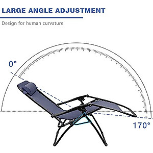 Homall Zero Gravity Chair Patio Folding Lawn Outdoor Lounge Gravity Camp Reclining Lounge Chair with Cup Holder Pillows for Poolside Backyard and Beach Set of 2 (Blue)