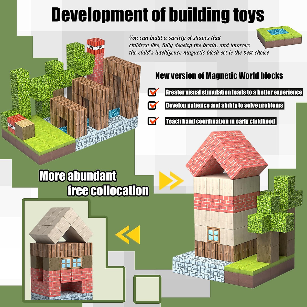 154pcs,Magnetic Building Blocks,Gifts for 3+ Children, Fidget Cubes Construction Toys,STEM Montessori Sensory Toys for Toddlers Gifts for 3+ Years Old Girls Boys