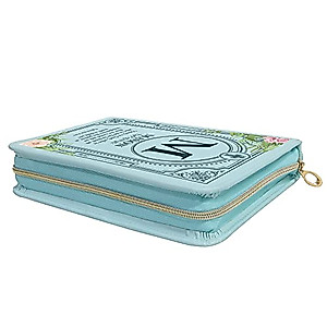 9.6x6.6 Inch Personalized Bible Cover, Custom Bible Cover – Personalized Leatherette Bible Cover and Carrying Case with Handle, Womens Bible Case - Teal (Design 4)