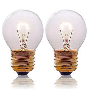 Oven Light Bulbs – 40 Watt Appliance Replacement Bulbs for Oven, Stove, Refrigerator, Microwave. Incandescent - High Temp G45 E26/E27 Socket. Standard Lead-Free Base - 400 Lumens - Clear.2 Pack