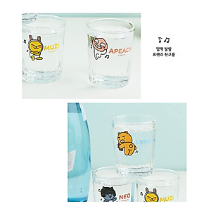 Kakao Ryan Dance SOJU glass 소주 소주잔 Korean Soju Alcohol shot glasses Glassware set of 4 Apeach Neo Muzi