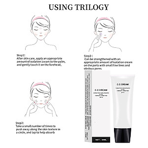 OBRVE 2PCS Natural Skin Tone Adjusting CC Cream SPF 50,Cosmetics CC Cream,All-In-One Face Sunscreen and Foundation,Colour Self