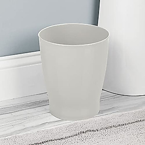 mDesign Plastic Slim Round Small 1.25 Gallon Trash Can, Wastebasket, Garbage Container Bin for Bathroom, Bedroom, Kitchen, Home Office, and Kids Room Waste Use - 2 Pack - Light Gray
