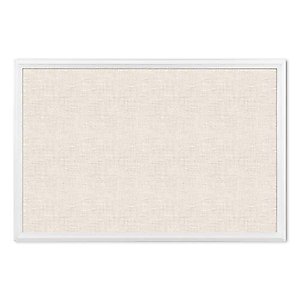U Brands Farmhouse Linen Bulletin Board, 30 x 20 Inches, White Wood Frame (2074U00-01)