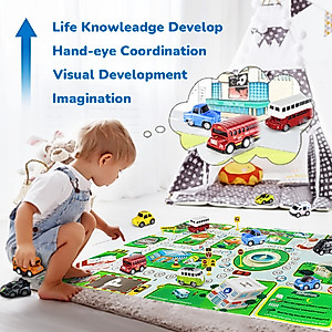 Hot Toddlers Toys with Playmat 12 Pack Die-Cast Pull Back Cars Toys Wheels Vehicles Cars for Toddlers 1-3