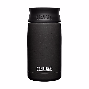 CamelBak Hot Cap Travel Mug, Insulated Stainless Steel, Perfect for taking coffee or tea on the go - Leak-Proof when closed - 12oz, Black