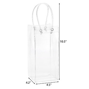 Frcctre 12 Pack Ice Wine Bag, Portable Collapsible PVC Wine Pouch Cooler Bags with Handle, Clear Wine Bottles Bag for Champagne Cold Beer White Wine Chilled Beverages