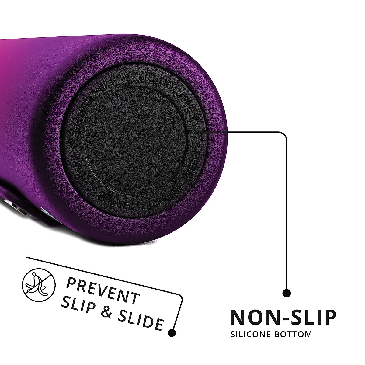 Elemental Iconic 20 oz Water Bottle with Straw Lid, Slim Insulated Water Bottles, Triple Wall Vacuum Stainless Steel Thermos, Reusable Metal Water Flask for Gym, Travel, & Sports - Berry Blast