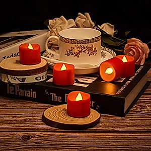 IMAGE Valentine's Day Tea Lights, 12Pack Tealight Candles with Timer and Red Shell, Battery Operated Flameless Tea Lights with 100pcs Decorative Fake Rose Petals for Tealight Votive Holders & Lantern