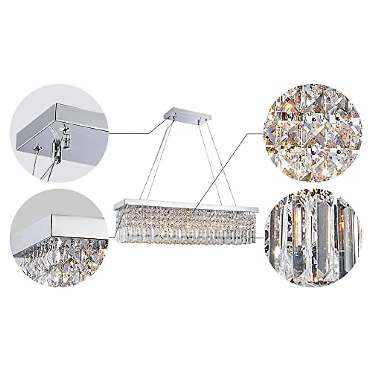 Saint Mossi 5-Lights K9 Crystal Chandelier Modern Chandelier in Raindrop Chandelier Design,Modern Flush Mount Ceiling Light Fixture,Crystal Pendant Light Fixture,H9 x W10 x L31,Chain Adjustable