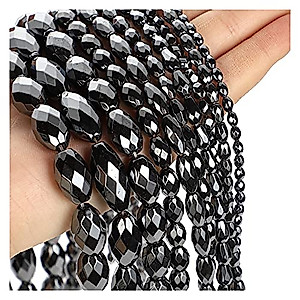 NHBT YU Natural Stone Beads Black Hematite Round Loose Beads for Jewelry Making Needlework Bracelet DIY 1-14 MM T87 (Color : H8472, Item Diameter : 5x8mm about49 pcs)