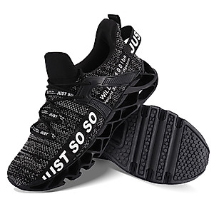 JSLEAP Womens Running Shoes Athletic Walking Sneakers Sports Tennis Shoes,Striped#Black,US 9.5