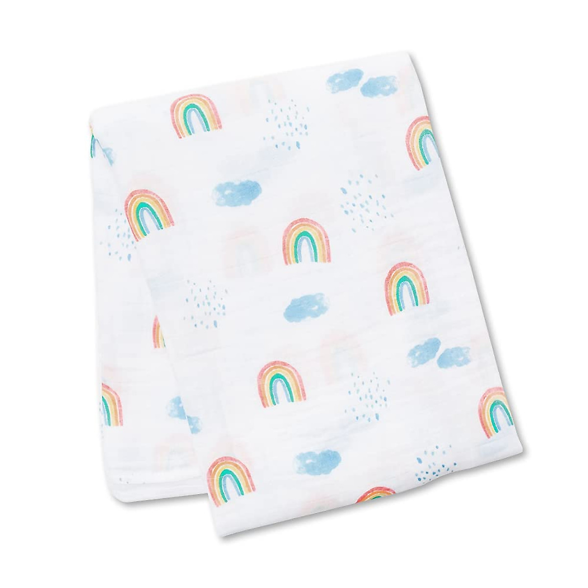 Lulujo Baby Swaddle Blanket| Unisex Softest 100% Cotton Muslin Swaddle Blanket| Neutral Receiving Blanket for Girls & Boys | 47in x 47in Rainbow Sky