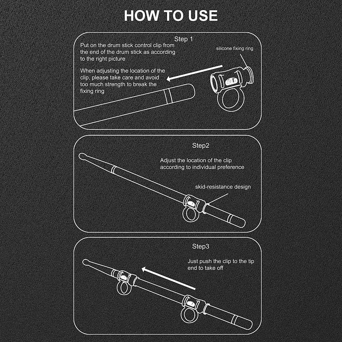 Drumsticks Grips with Drum mutes, Drumsticks Accessories for 5A drum sticks, Easy Stick Twirl, Grip or Control Clips, Good for Beginner Drummer, AUPHY