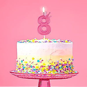 3 Inch Birthday Number Candle, 3D Number Candle with Crown Decor Large Cake Topper Number Candles for Birthday Cakes Wedding Anniversary Graduation Festival Party (Pink, 0)