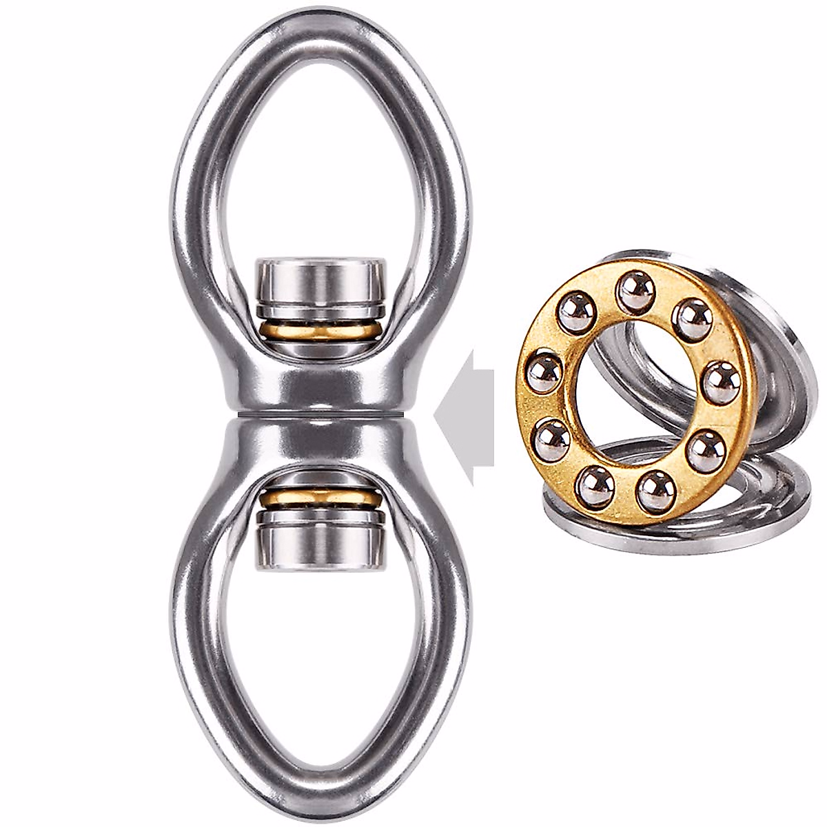 Dolibest Swing Swivel with 2 Bearing,Safest Rotational Device Hanging Accessory for Aerial Silks Dance, Web Tree Swing, Children's Swing, Yoga Swing Sets Hanging Hammock,800LB Capacity