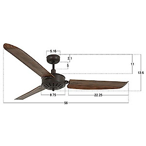 Lucci Air 21101701 Carolina Ceiling Fan 56 Inch, Oil Rubbed Bronze with Dark Koa Blades