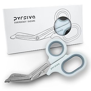 Professional-Grade Emergency Trauma Shears by PYRSIVA MEDICAL | Durable Titanized Blades, Rubberized Grips | For Nurses, EMTs, paramedics, physicians and vets