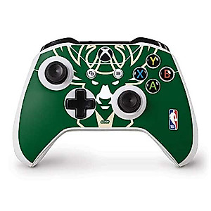 Skinit Decal Gaming Skin Compatible with Xbox One S Controller - Officially Licensed NBA Milwaukee Bucks Large Logo Design