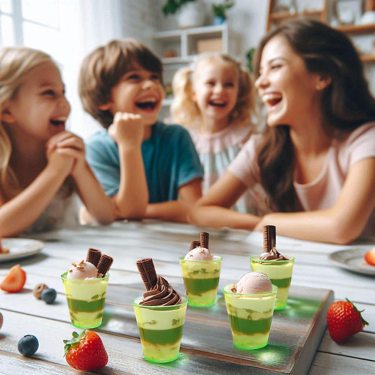 Party Essentials Disposable Hard Plastic 2-Ounce Shot/Shooter Glasses, Neon Green, 100 Count