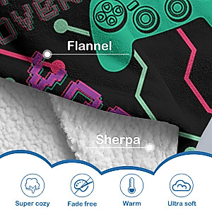 Sleepwish Gaming Wearable Blanket Modern Sweatshirt for Boys, Colorful Gamepad Blanket Hoodie with Sherpa for Teens, Youth, Boys, Girls (Adults 63" x 39")