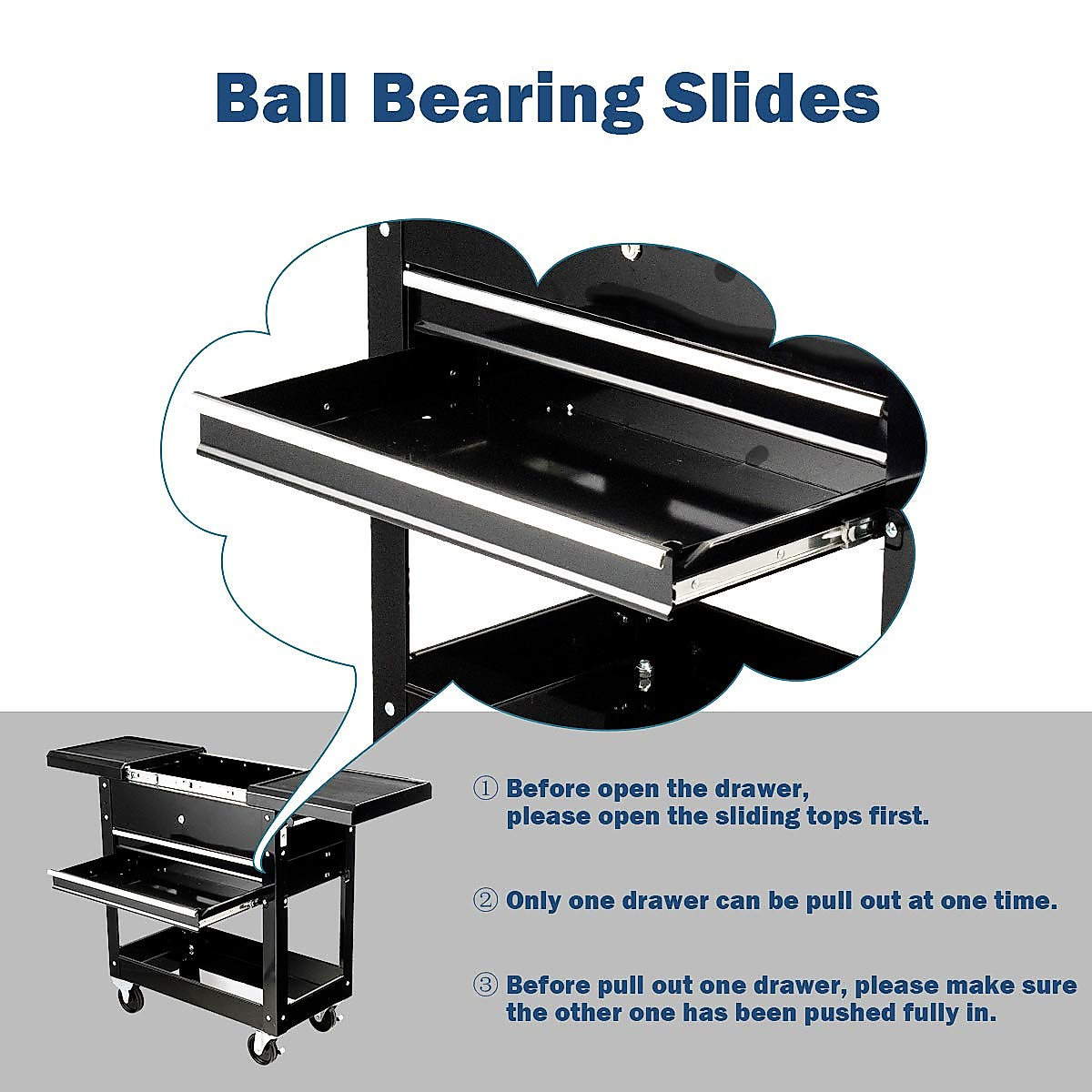 Goplus Tool Cart, 4-Tier Rolling Tool Box Cabinet on Wheels with Lockable Drawers & Sliding Top, Heavy Duty Steel Tool Storage Organizer for Garage Warehouse Workshop, Black