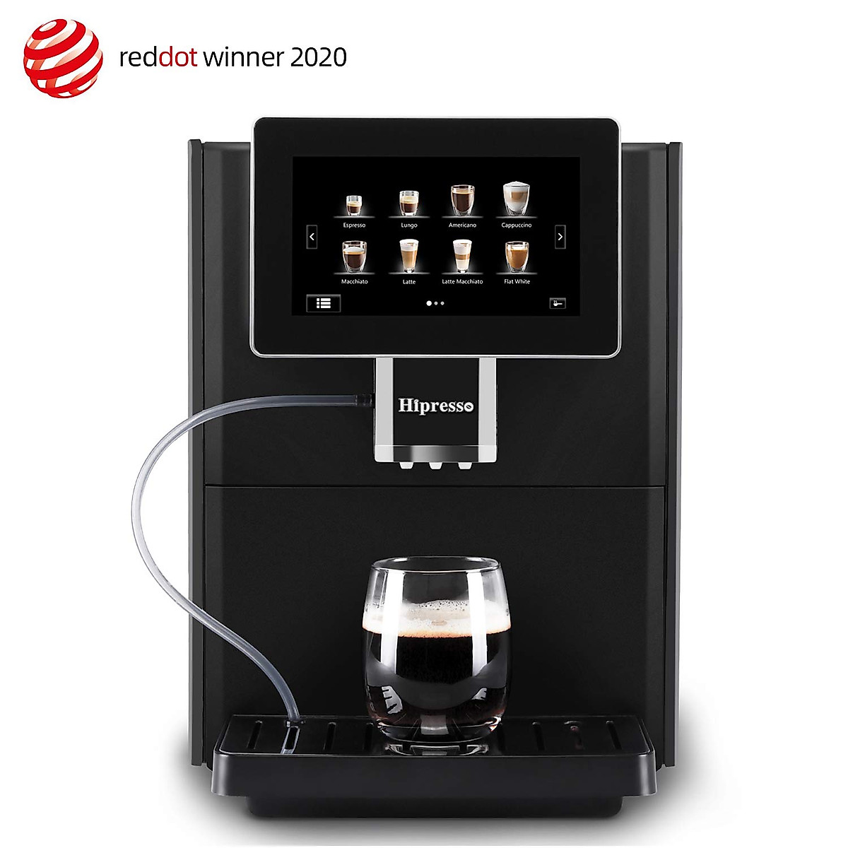 Hipresso Super-automatic Espresso Coffee Machine with Large 7 Inches HD TFT Display for Brewing Americano,Cappuccino, Latte, Macchiato,Flat White, Espresso Drinks