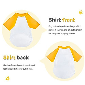 SETSBO Dog Clothes for Small Dog, Breathable Stretchy Dog Raglan Shirt, Soft Comfortable Cat Puppy Kitten Pet Apparel Outfits (Yellow&White, M[Weight(4-6lb) Chest(~14.5in'')])