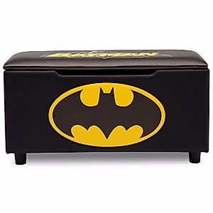 Delta Children DC Comics Batman Upholstered Storage Bench for Kids | Perfect for Bedrooms/Playrooms/Living Rooms | Features Fun Graphics of Batman