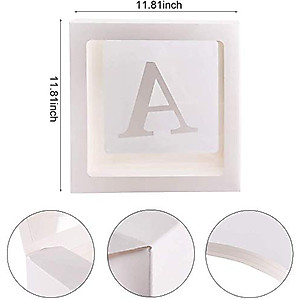 Baby Shower Balloon Boxes Decorations - Baby Boxes with 27 Letters,4pcs Transparent Baby Blocks for Gender Reveal,Wedding，Grad Decorations,Boy Girl Birthday Party Decorations, DIY Name Combination