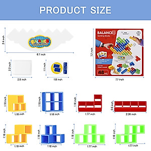 DEWEL 48Pcs Stacking Blocks Game, Board Stacking High Balance Challenge Game for Adults, Kids, Family Games, Parties, Travel